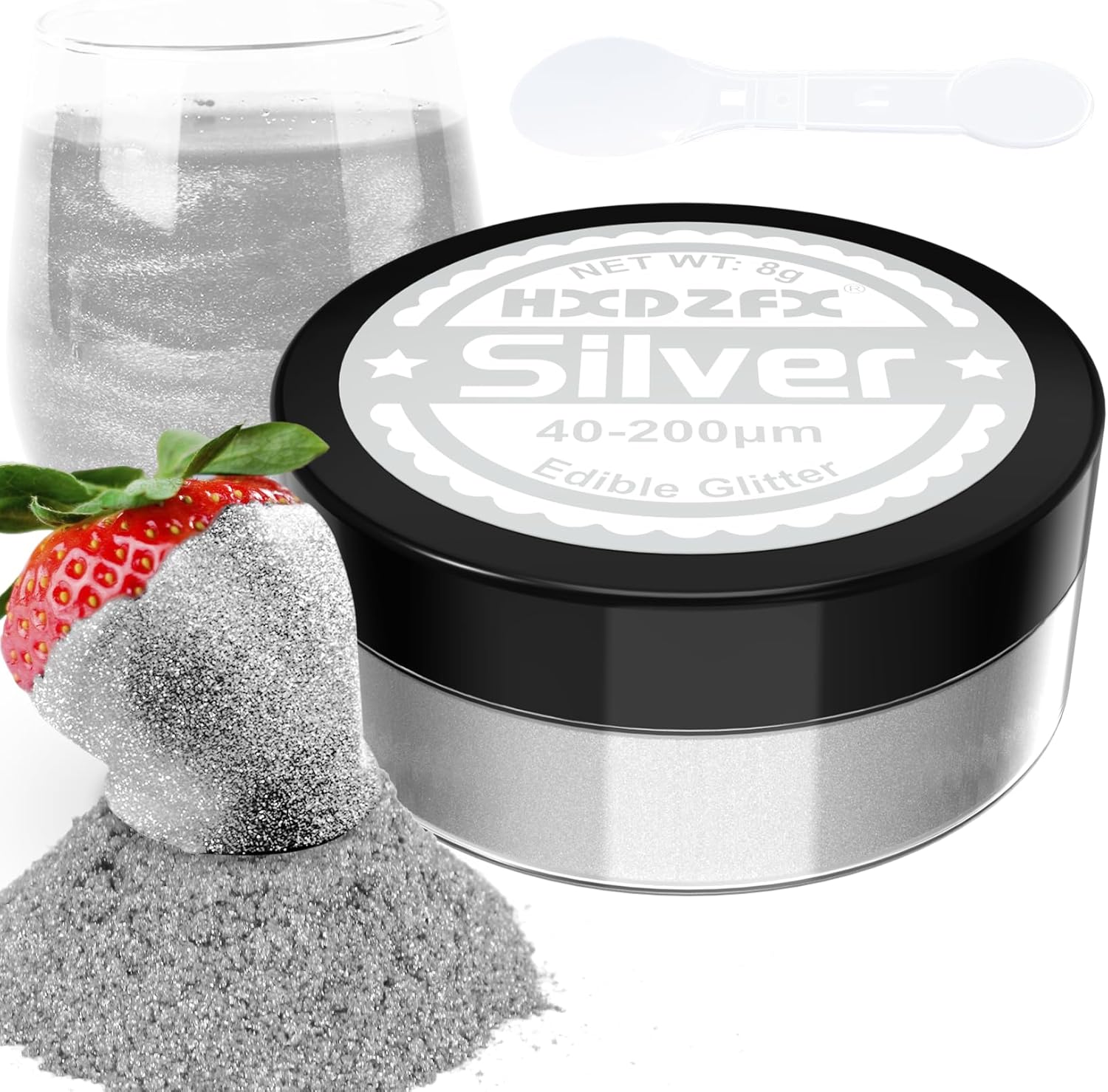 Silver Edible Glitter - 100% Edible Glitter for Drinks, Cake ...