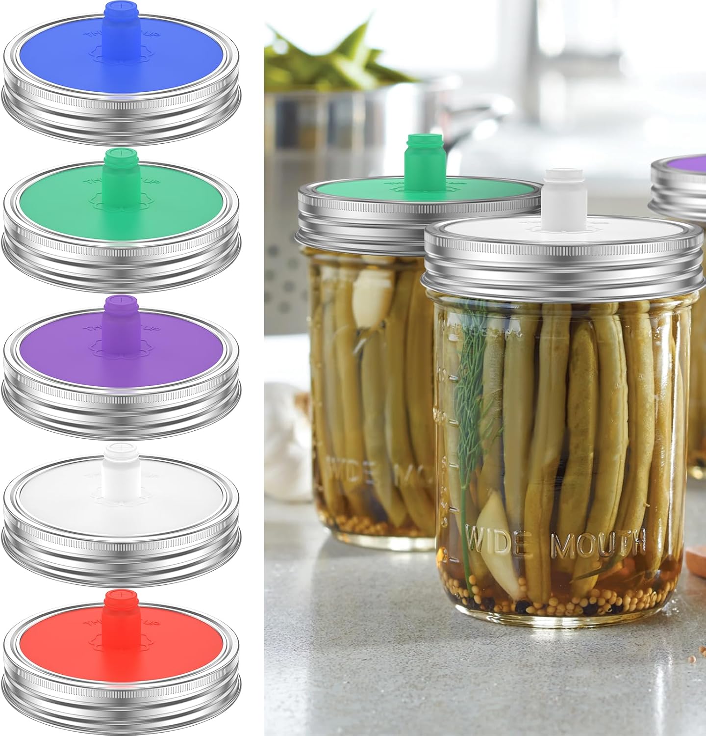 5Pcs Silicone Fermentation Airlock Lids for Pickles Kimchi Waterless ...