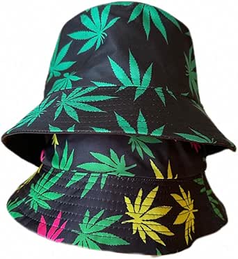 Leaf Print Bucket Hat Comfortable Colored Weed Bucket Hat Sun ...