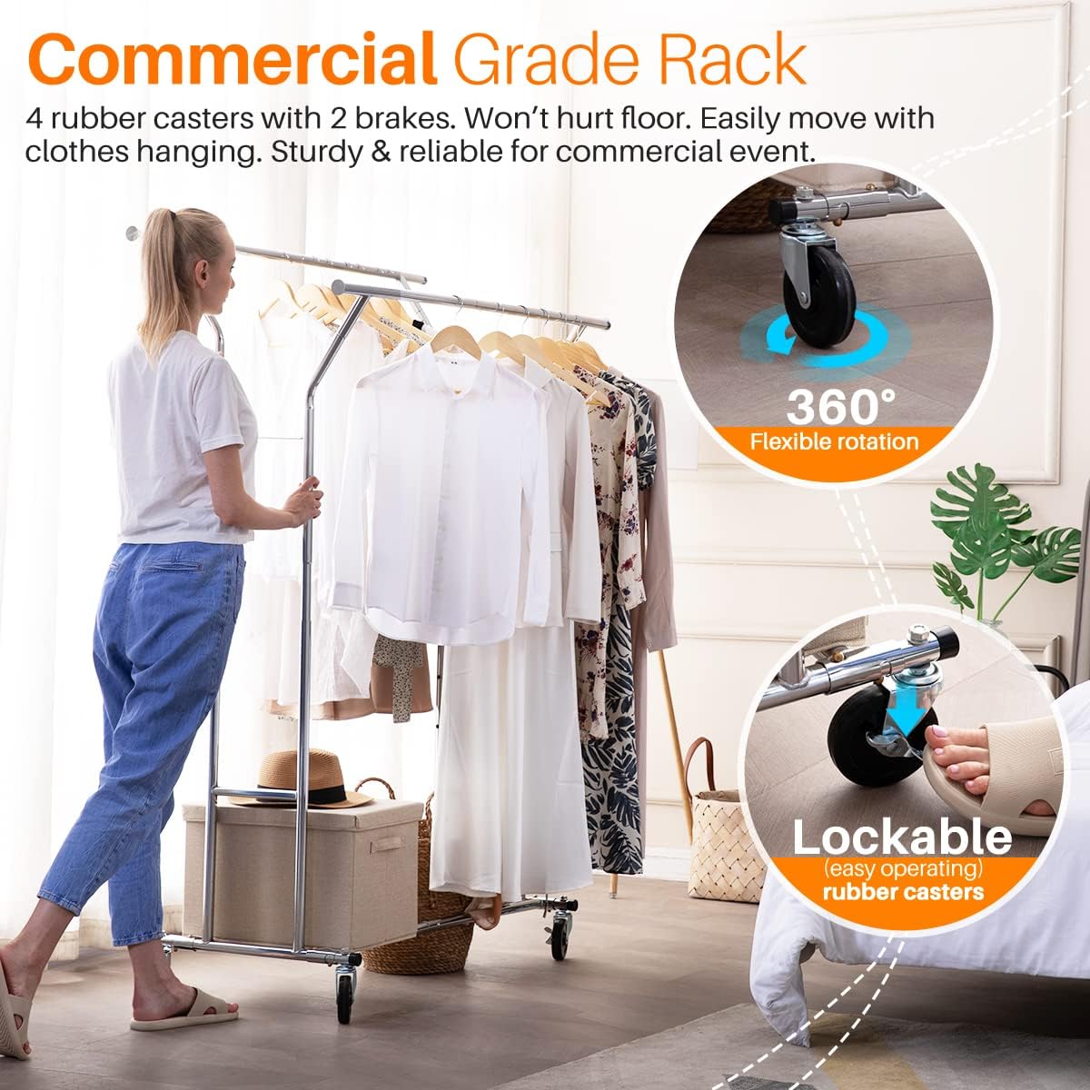 Buy HOKEEPER 330 Lbs Heavy Duty Garment Rack for Hanging Clothes ...