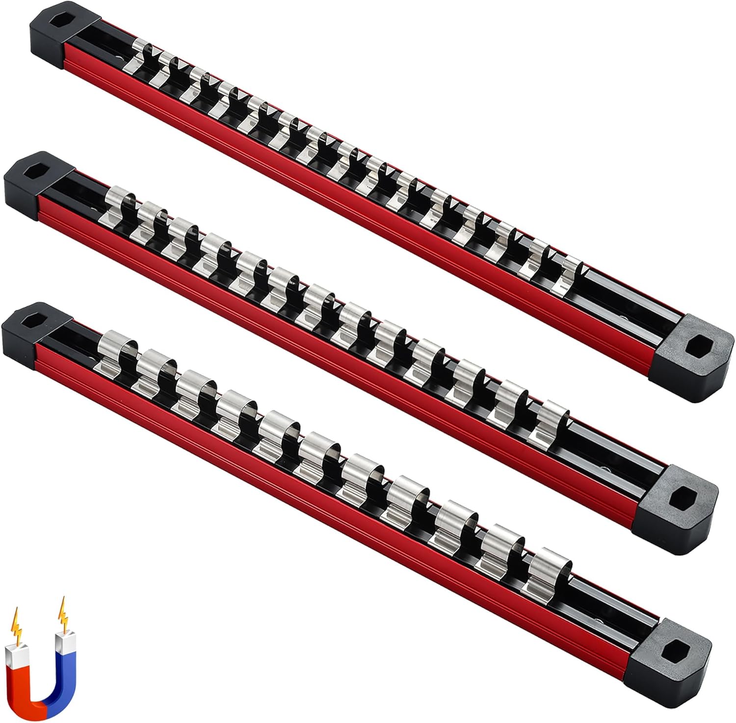 Amazon.com: ALOANES 3-Piece Magnetic Socket Organizer, Heavy Duty ...