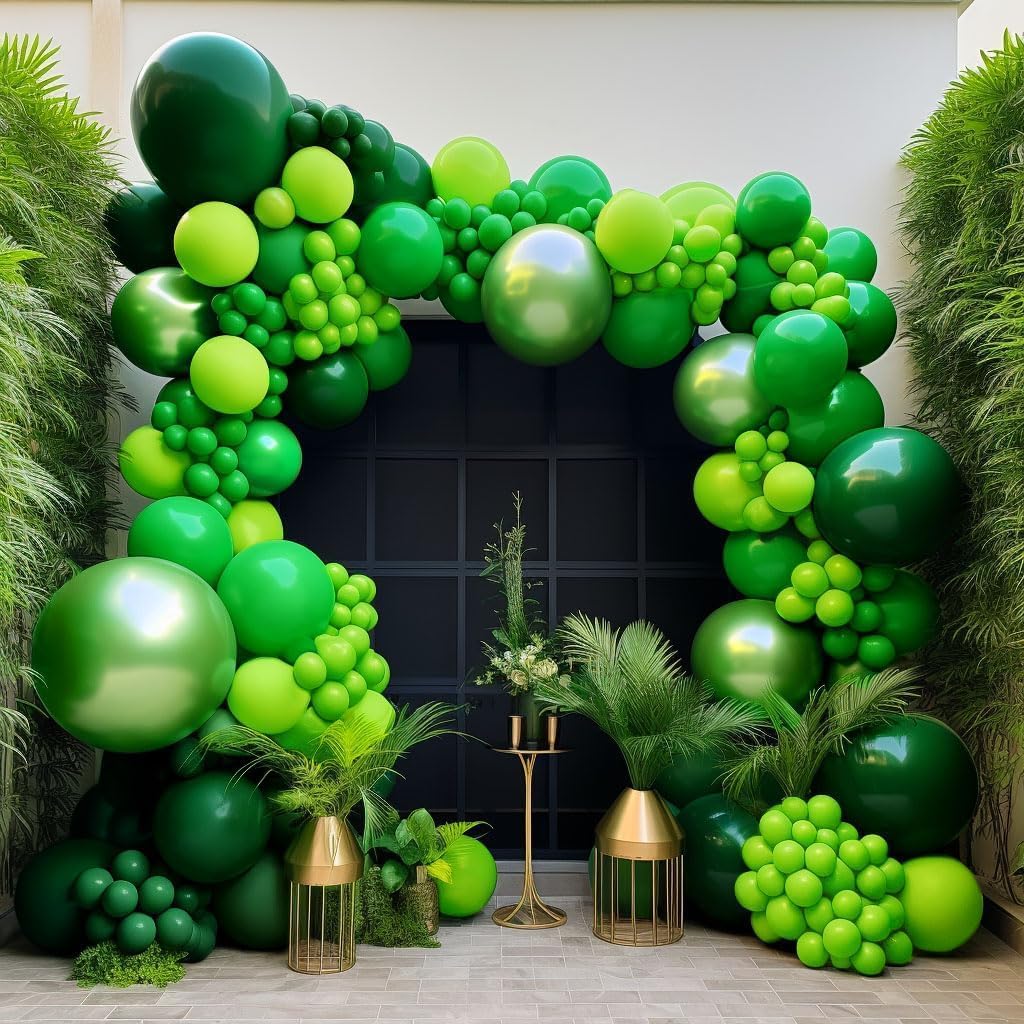 Amazon.com: Green Balloon Garland Double Stuffed Lime Green Balloon ...