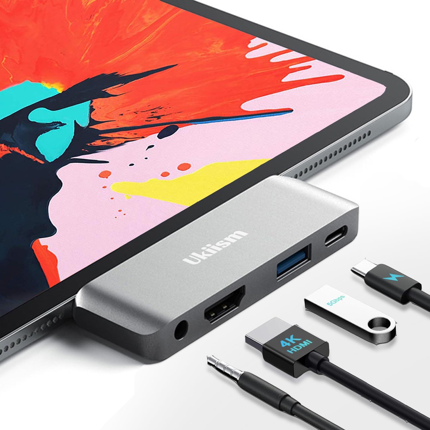 Amazon.com: USB C Hub HDMI Adapter for iPad Pro/Air, 4 in 1 USB C ...