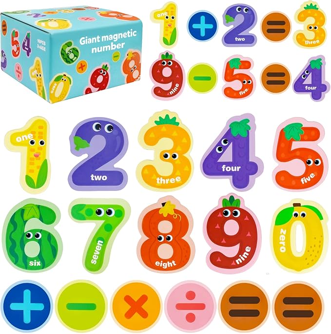 Amazon.com: JCREN Jumbo Magnetic Numbers Fridge Magnets Colorful Fruit ...