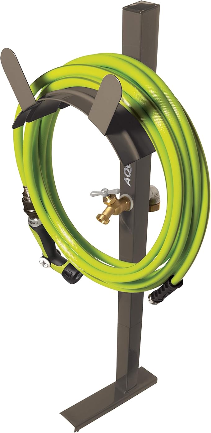 Amazon.com : Aqua Joe SJ-SHSBB-TAN Steel Garden Hose Stand with Solid ...
