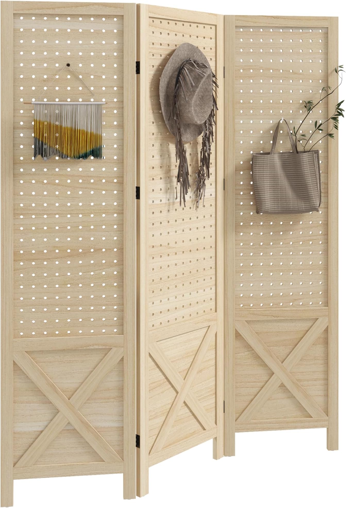 Amazon.com: HOMCOM 3 Panel Pegboard Display Room Divider, 4.7' Tall ...
