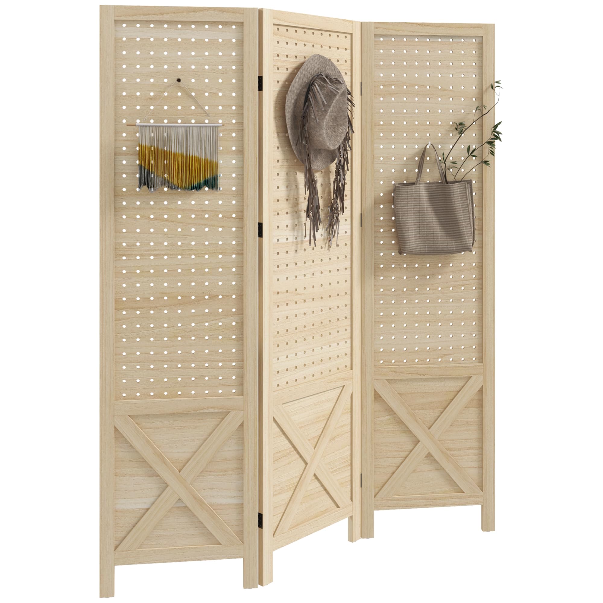 Amazon.com: HOMCOM 3 Panel Pegboard Display Room Divider, 4.7' Tall ...