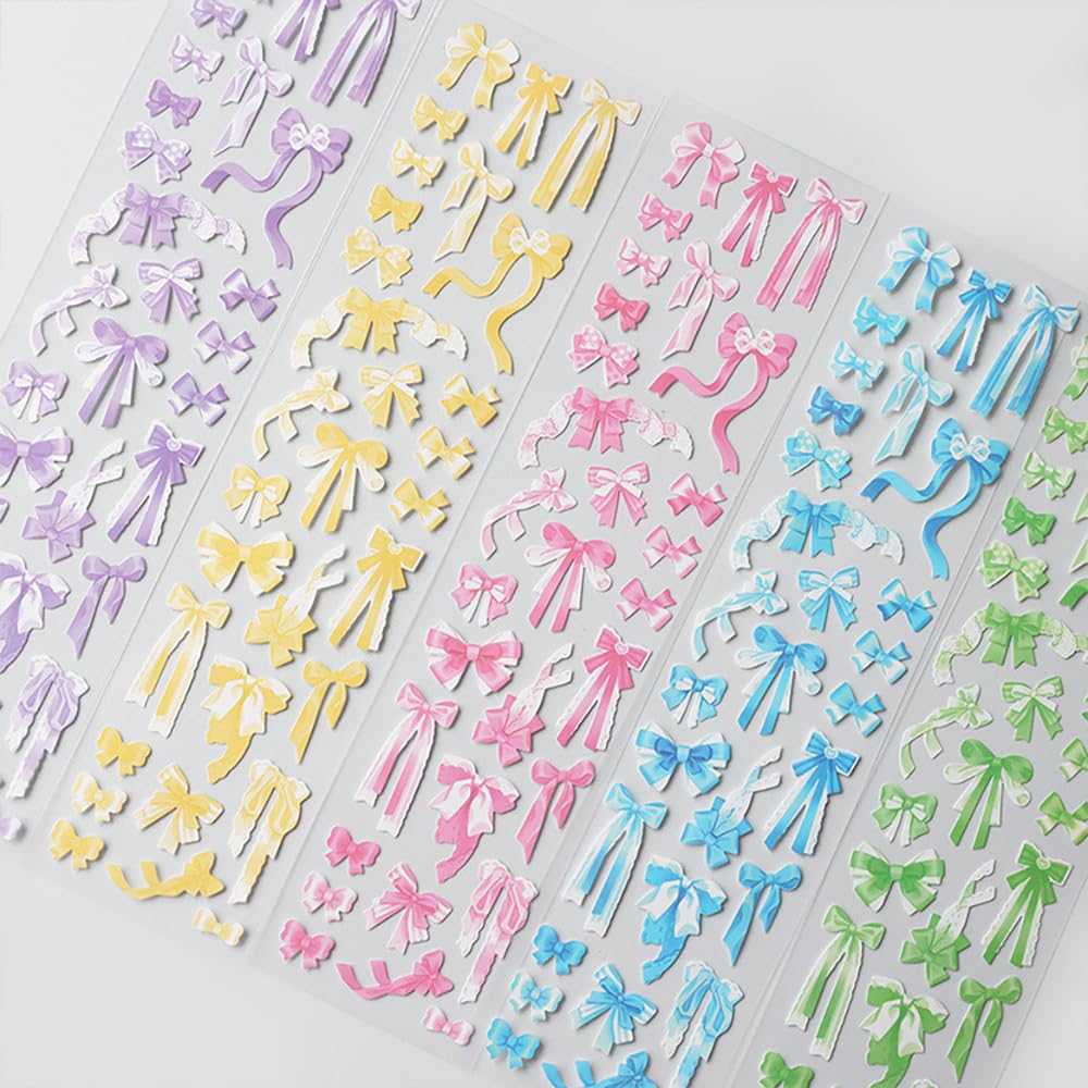 Amazon.com: Cartoon Bow Stickers Colorful Bows Scrapbook Stickers ...