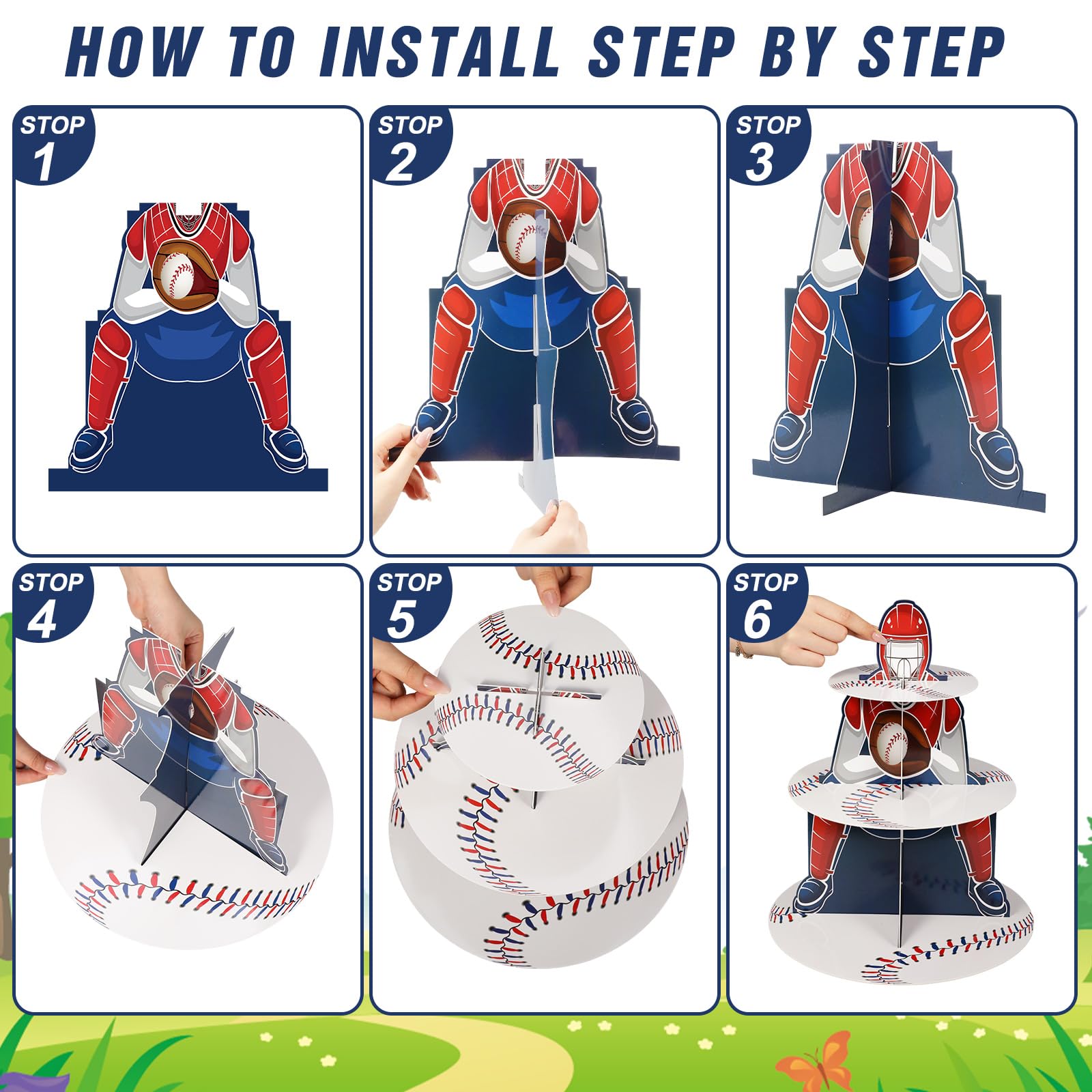 Snapklik.com : Baseball Cupcake Stand Party Decorations 3 Tier Baseball ...