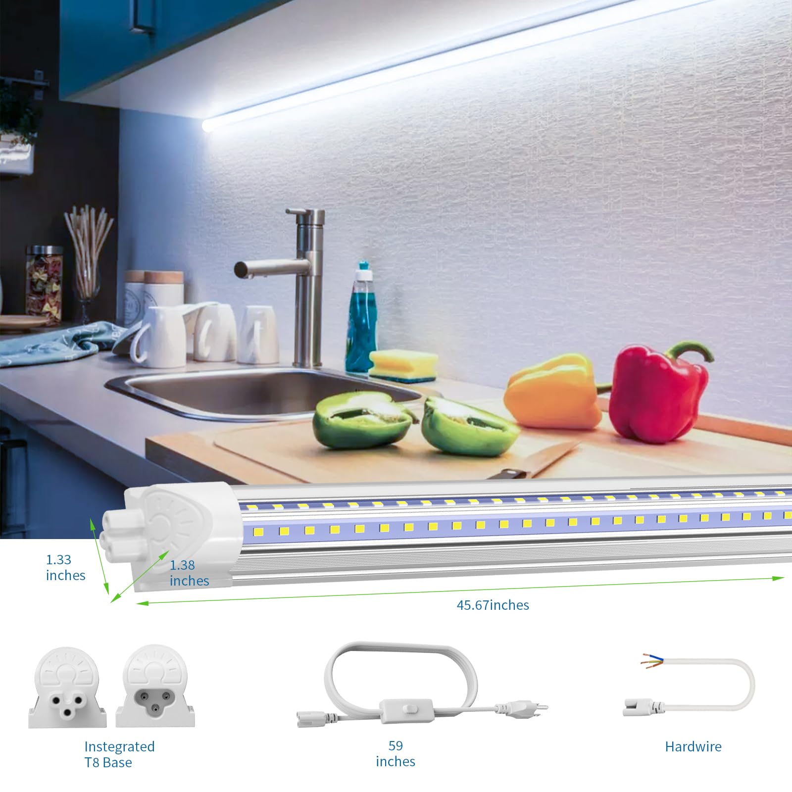 Snapklik.com : 4FT LED Shop Light, 36W 4680LM 5000K Daylight White ...