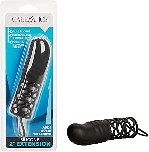 CalExotics Silicone 2 Inch Extender – Male Extension Penis Enhancement Sleeve with Support Ring ...