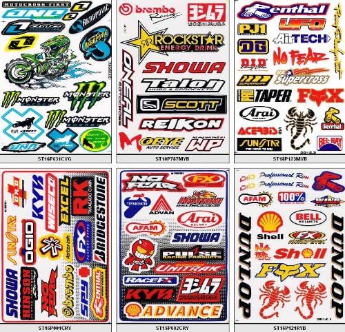 Amazon.com: Motocross Sticker Decal Dirt Bike Racing ATV Dirt 6 Sheets ...