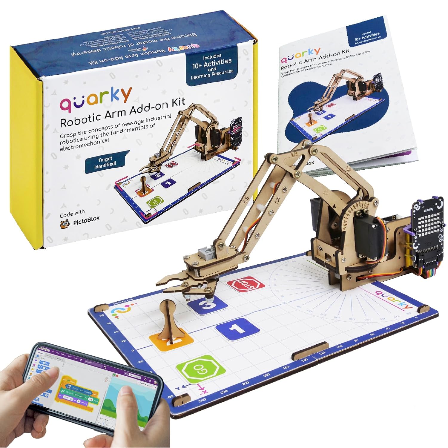 Quarky Robotic Arm Addon Kit for Kids Age 7+ with Assembly Guide and ...