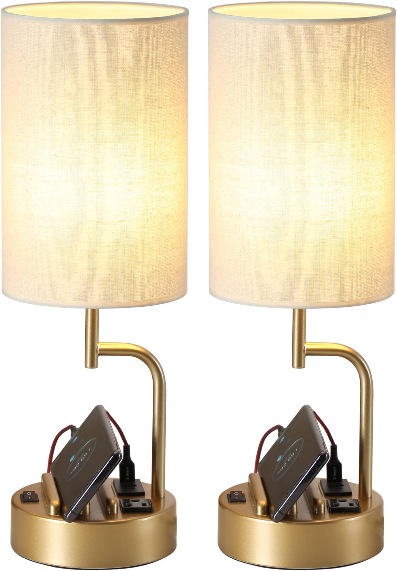 GyroVu Table Lamp Set, Fillable Table Lamp with Clear Glass Nightstand ...