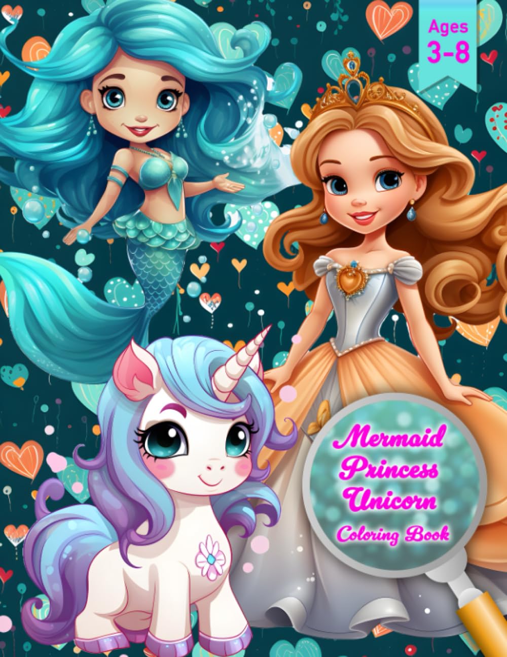 Amazon | Mermaid Princess Unicorn Coloring Book Ages 3-8: Dive into a ...