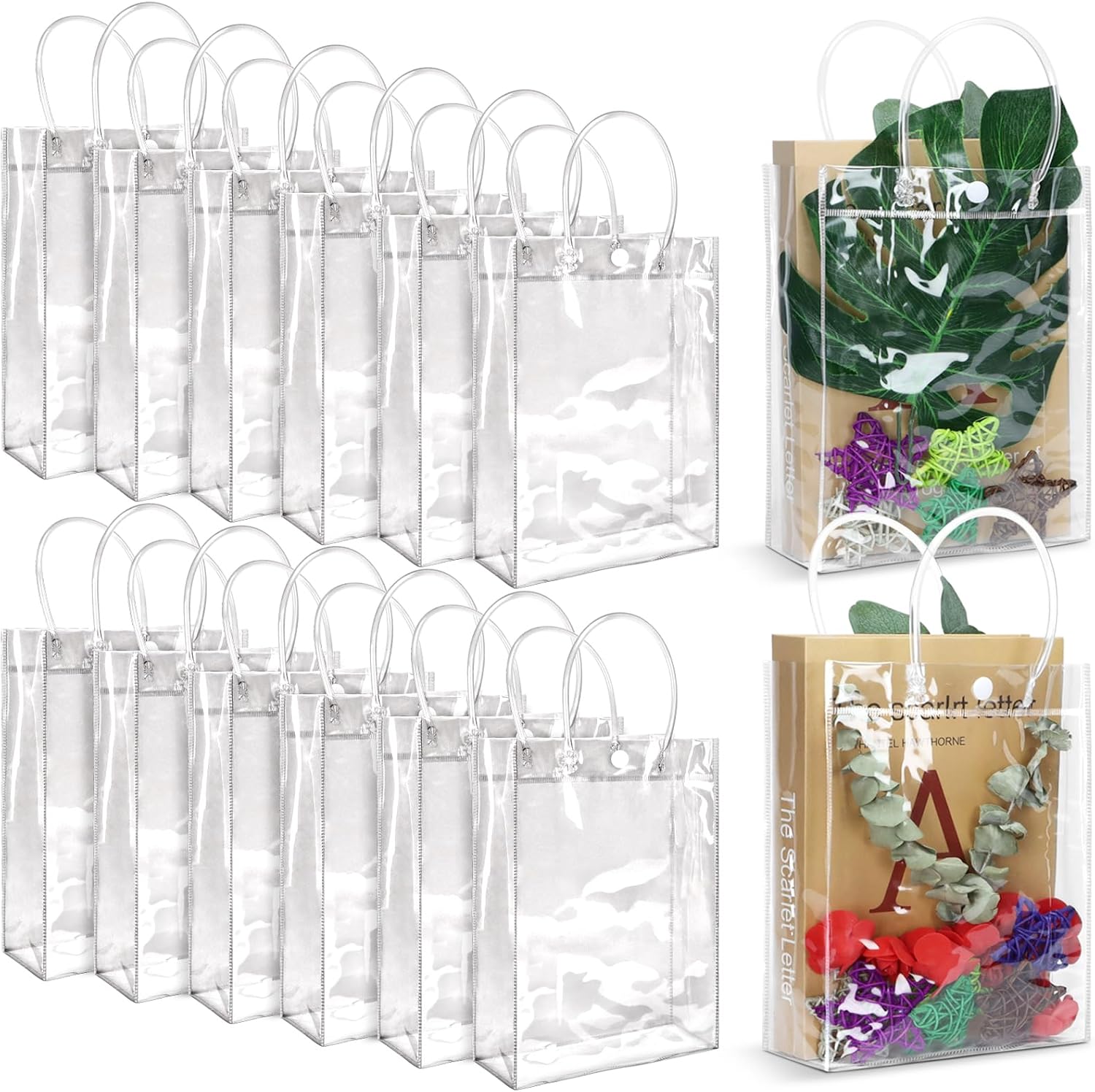 Amazon.com: BadenBach 36 PCS Clear Plastic Gift Bags with Handle ...