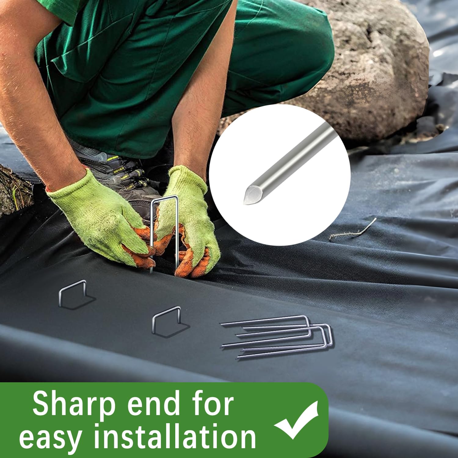 Snapklik.com : HOUYA 200 Pack Landscape Staples 4 Inch 12 Gauge Garden ...