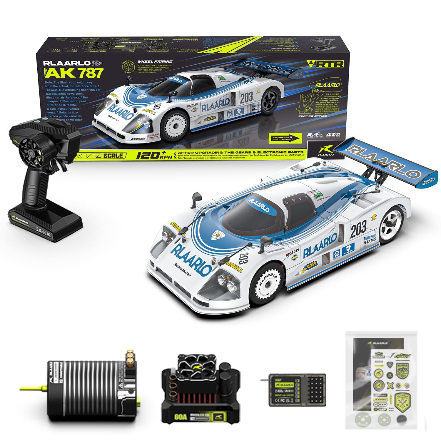 Amazon.com: AMORIL 1/10 AK-787 Fast Brushless RC Cars for Adults,Max ...