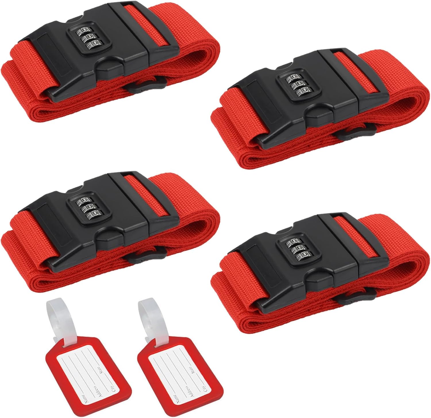 Suitcase Straps, 2 Pack Luggage Straps with 2 Tags, Adjustable Travel ...