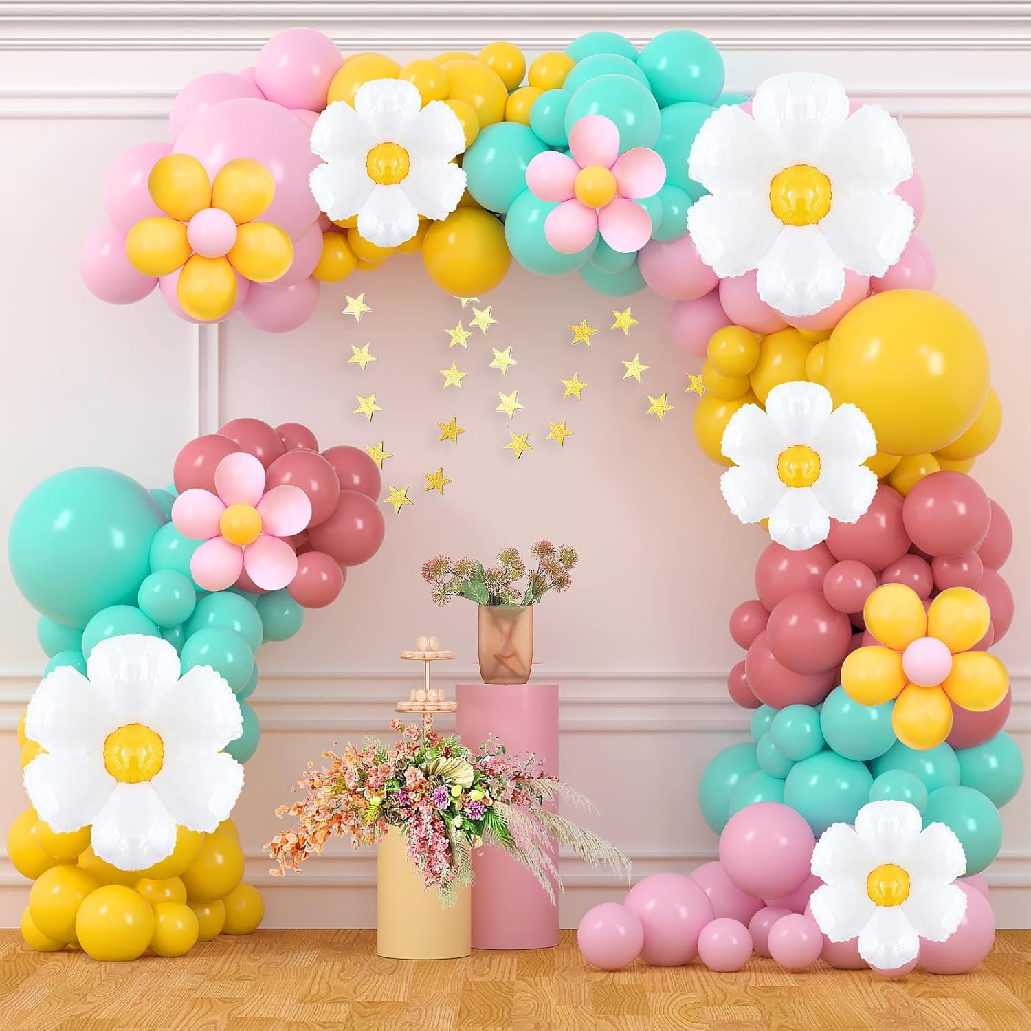 Amazon.com: Groovy Balloon Arch Kit Double Stuffed Daisy Balloon ...