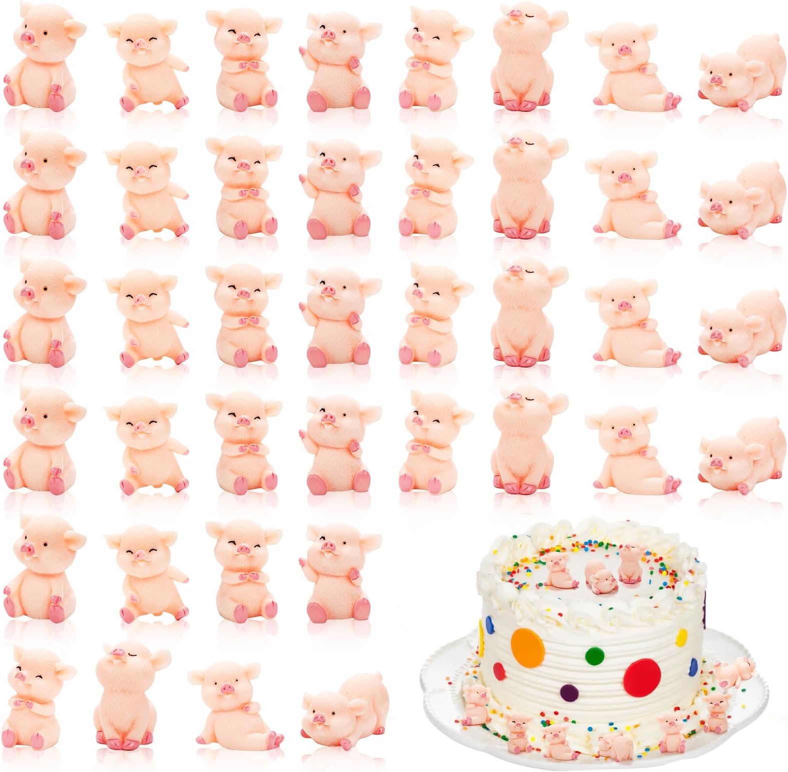 Amazon.com: Goaste 40 Piece Miniature Pig Figurines, Cute Pink Piggy ...