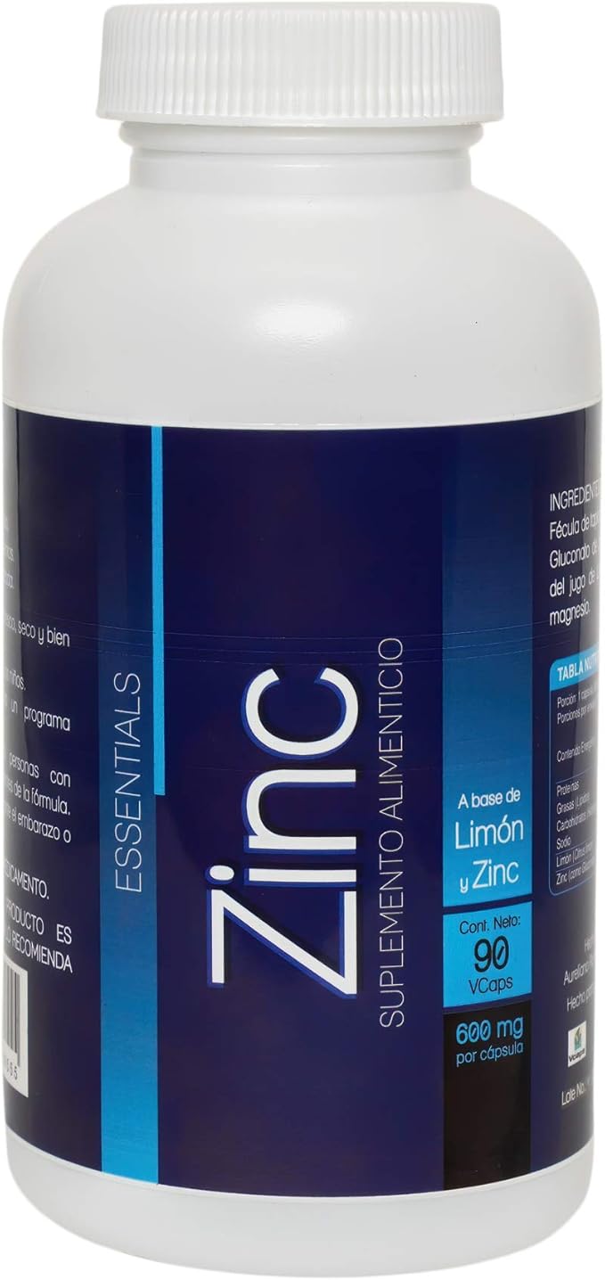 NLS ESSENTIALS | ZINC | 90 Cápsulas Vegetales | Gluconato de Zinc ...