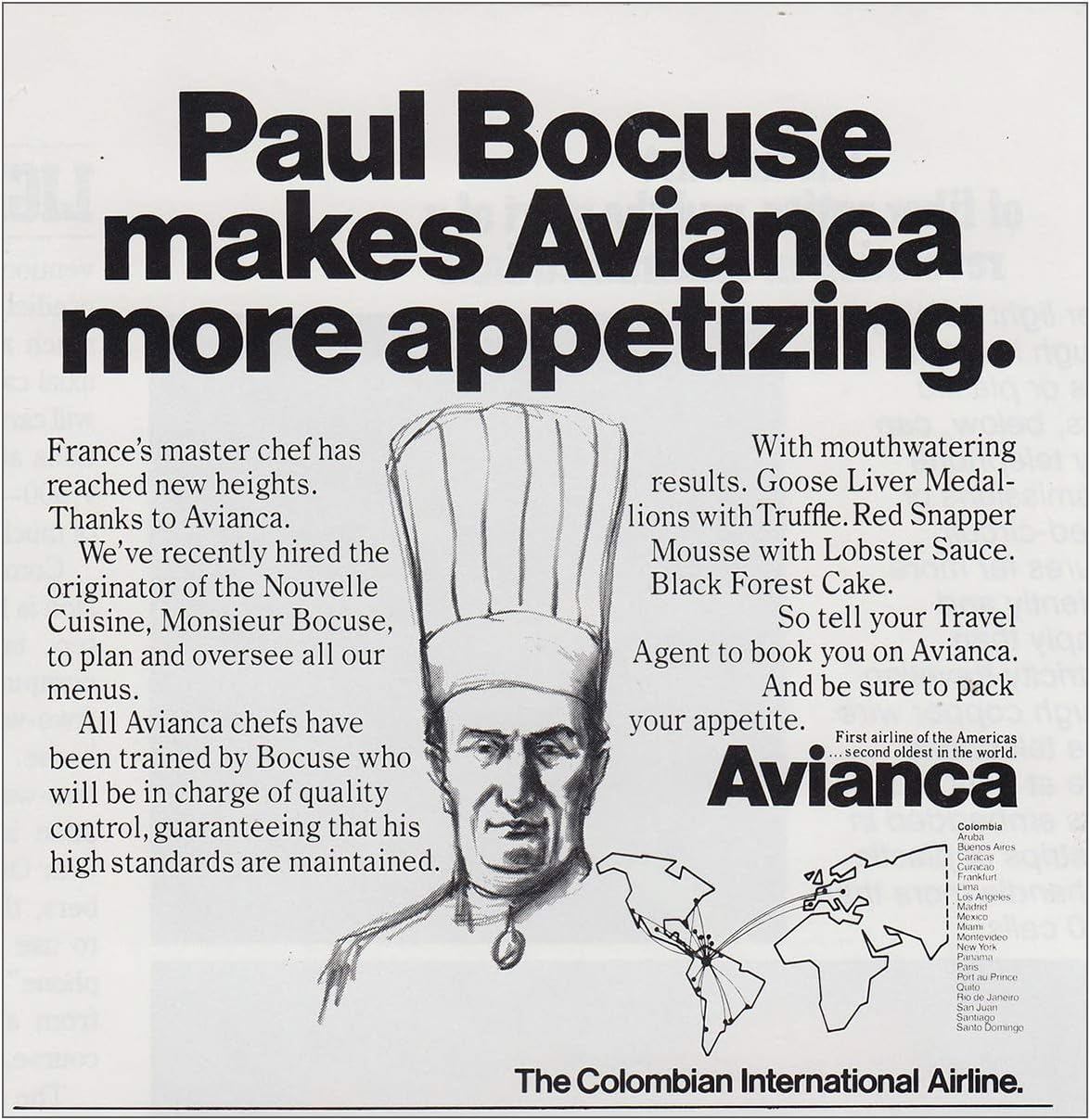 Amazon.com: RelicPaper 1981 Avianca Airline: Paul Bocuse Makes Avianca ...