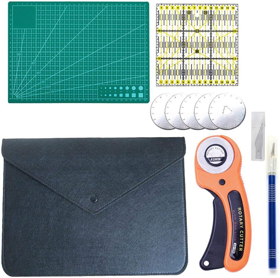 Rotary Cutter 45 mm with Cutting Mat A4 5 Blades Patchwork Ruler for ...