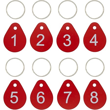Aluminum Engraved Number Tags Key Tags ID Tags with Key Rings (1-10 ...