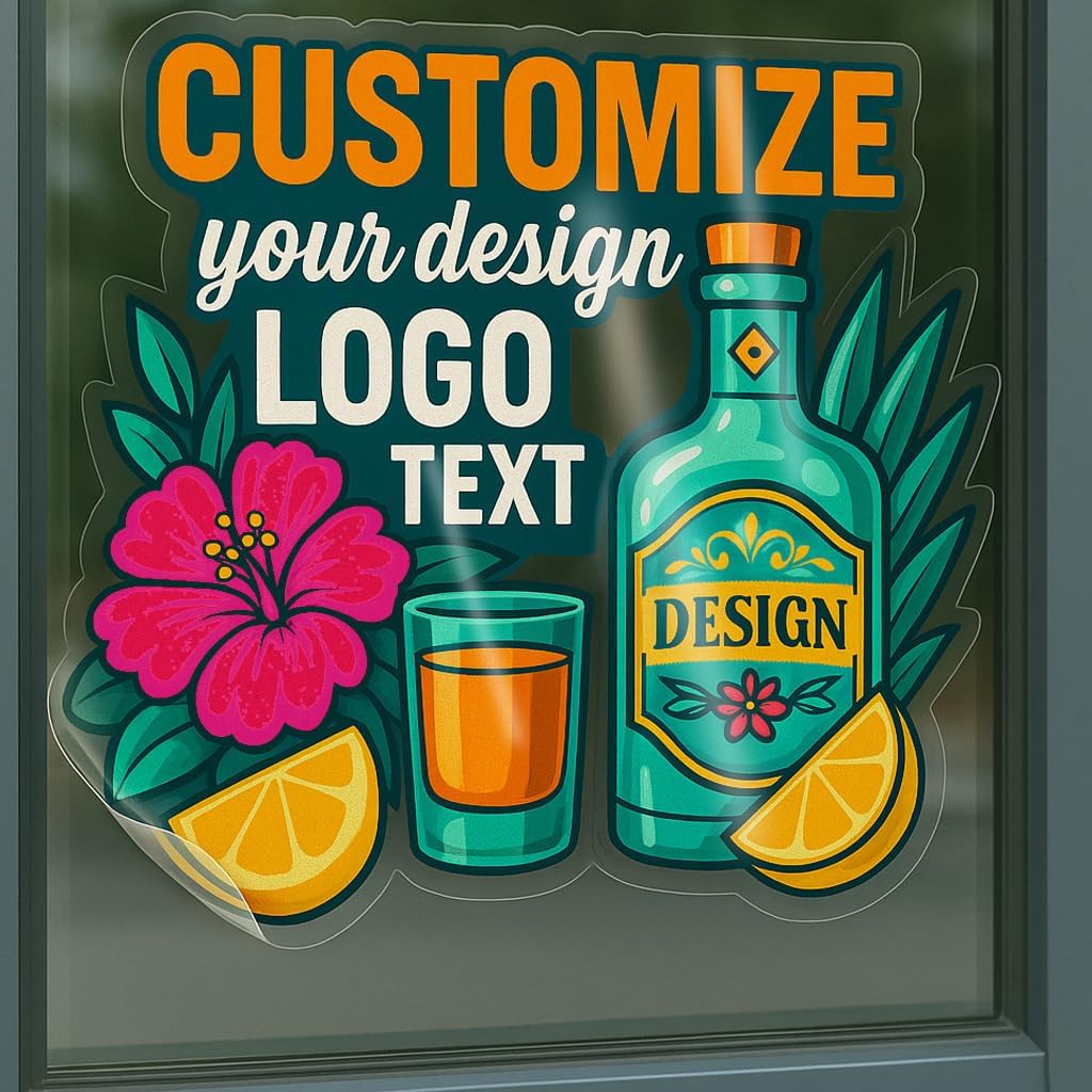 Amazon.com: Your Logo Design Text – Custom Clear Window Decals, Full ...
