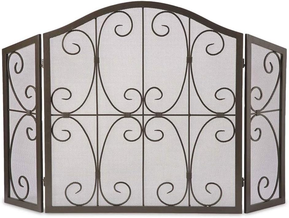 Amazon.com: Fireplace Screen 3 PCS Folding Iron Fire Panel, Spark Flame ...