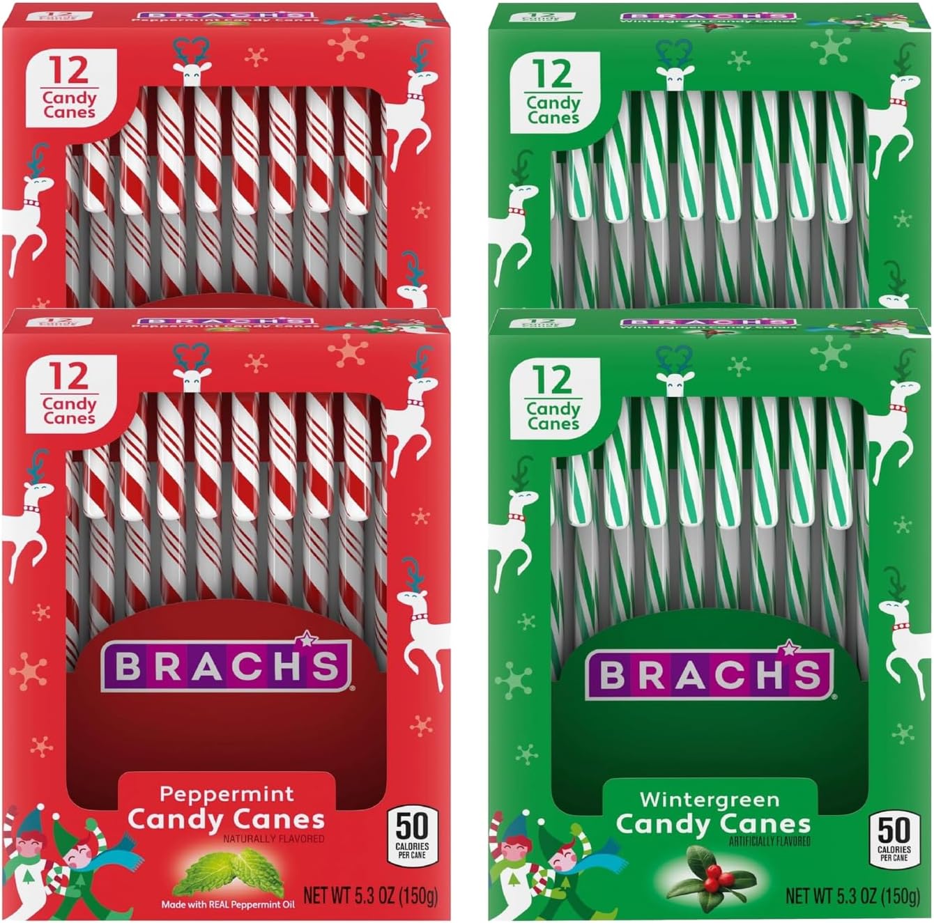Amazon.com: Brachs Candy Canes Christmas Candy - Wintergreen and ...