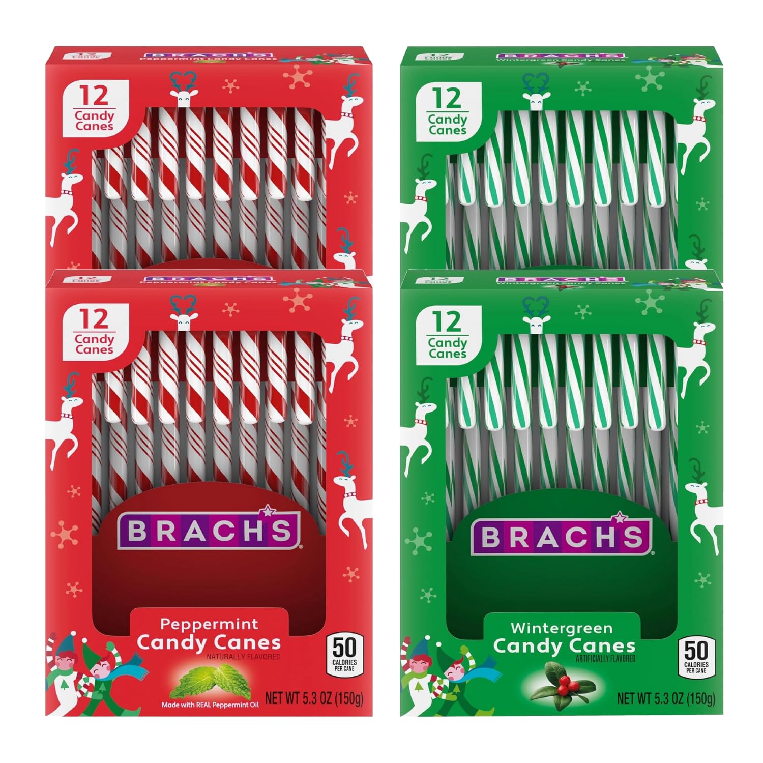 Amazon.com: Brachs Candy Canes Christmas Candy - Wintergreen and Peppermint Candy Canes ...