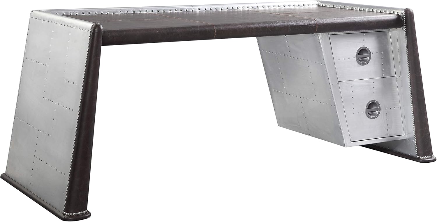 Amazon.com: Acme Brancaster Desk in Distress Chocolate Top Grain ...