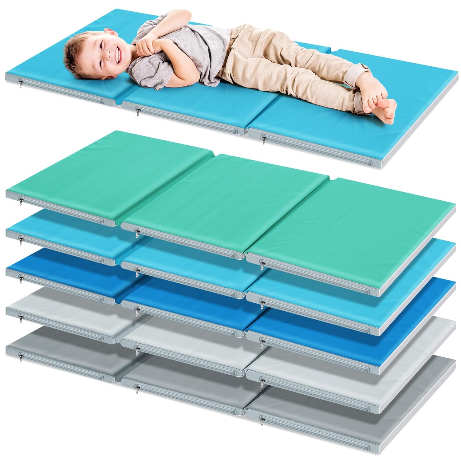 Amazon.com: Wesiti 5 Pieces Thick Folding Nap Mat 3 Section Folding ...