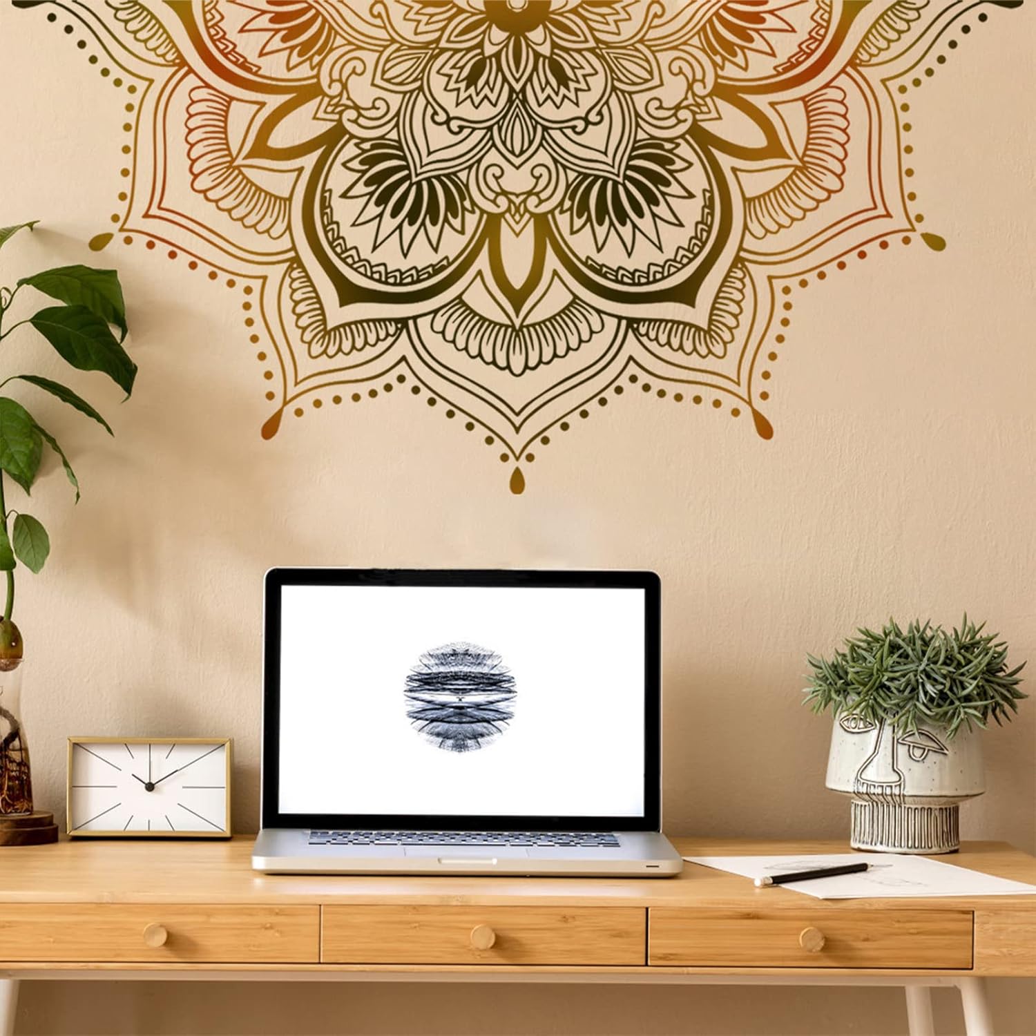 Amazon.com: Mandala Floral Wall Stickers Decals Peel and Stick Art ...