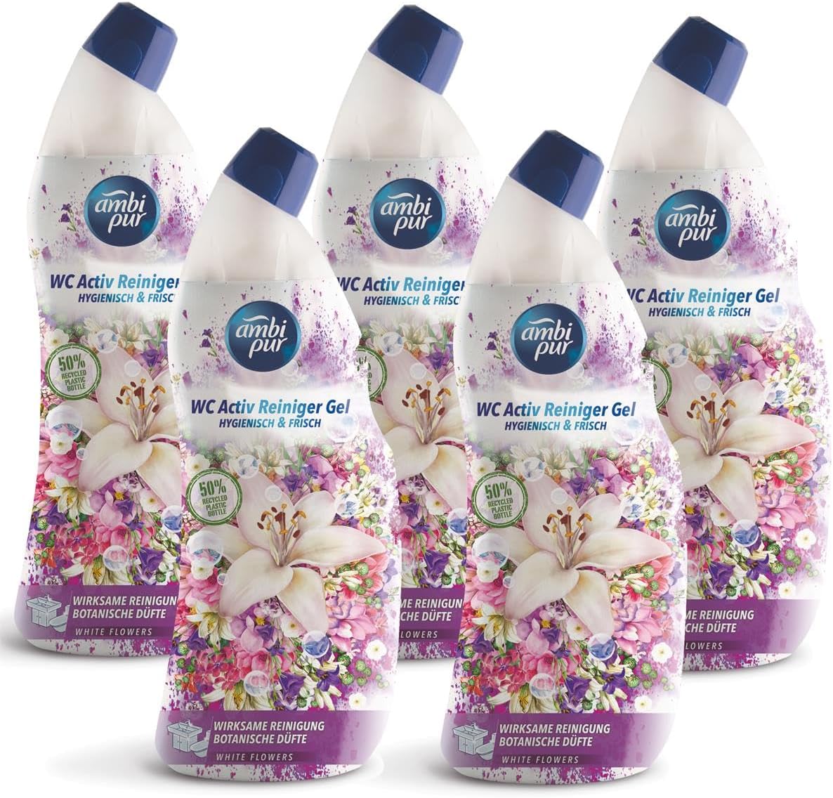 Ambi Pur WC Aktiv Reiniger Gel White Flowers 750ml (5er Pack) : Amazon ...