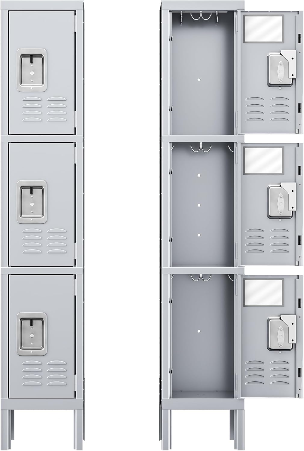 Amazon.com: Greenvelly Metal Locker, 3 Tiers Lockers for Employees with ...