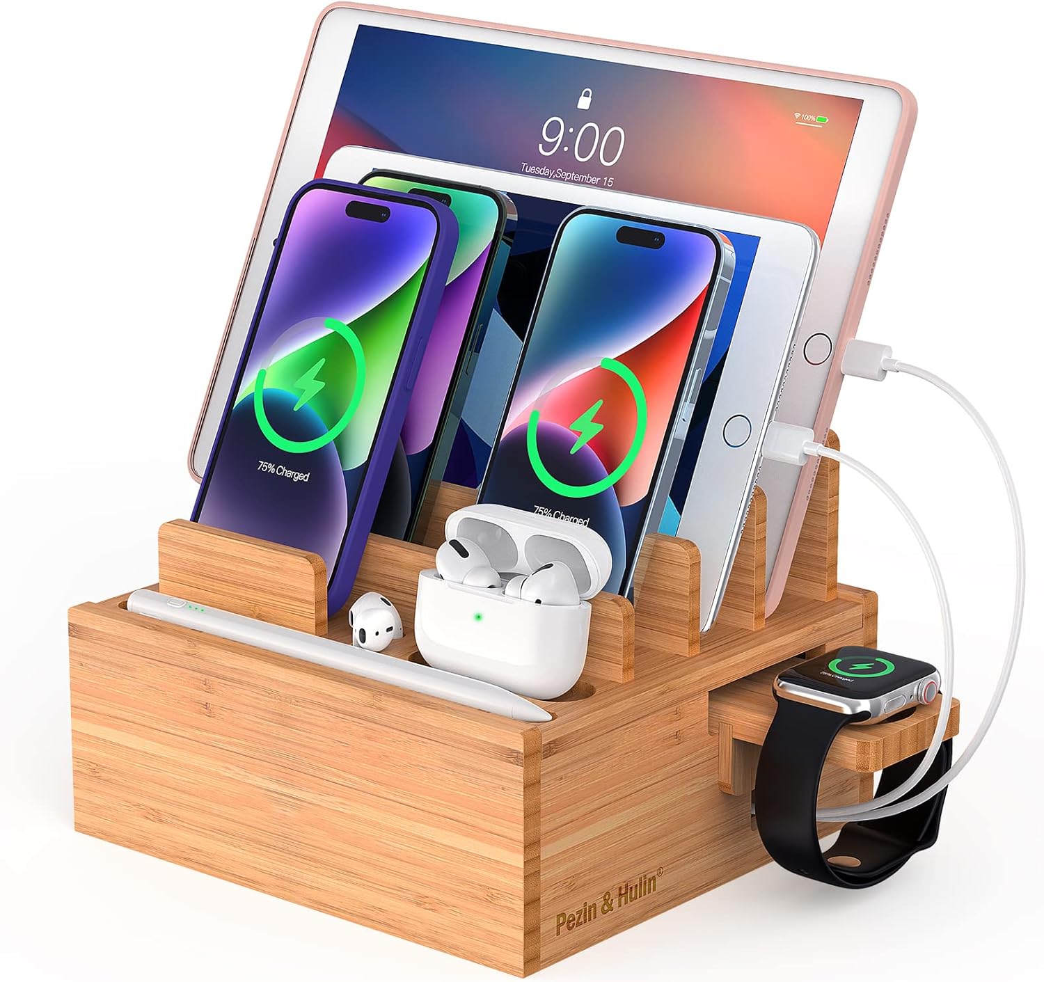 Pezin & Hulin Wooden Charging Docks, Docking Rack for Multi Devices ...