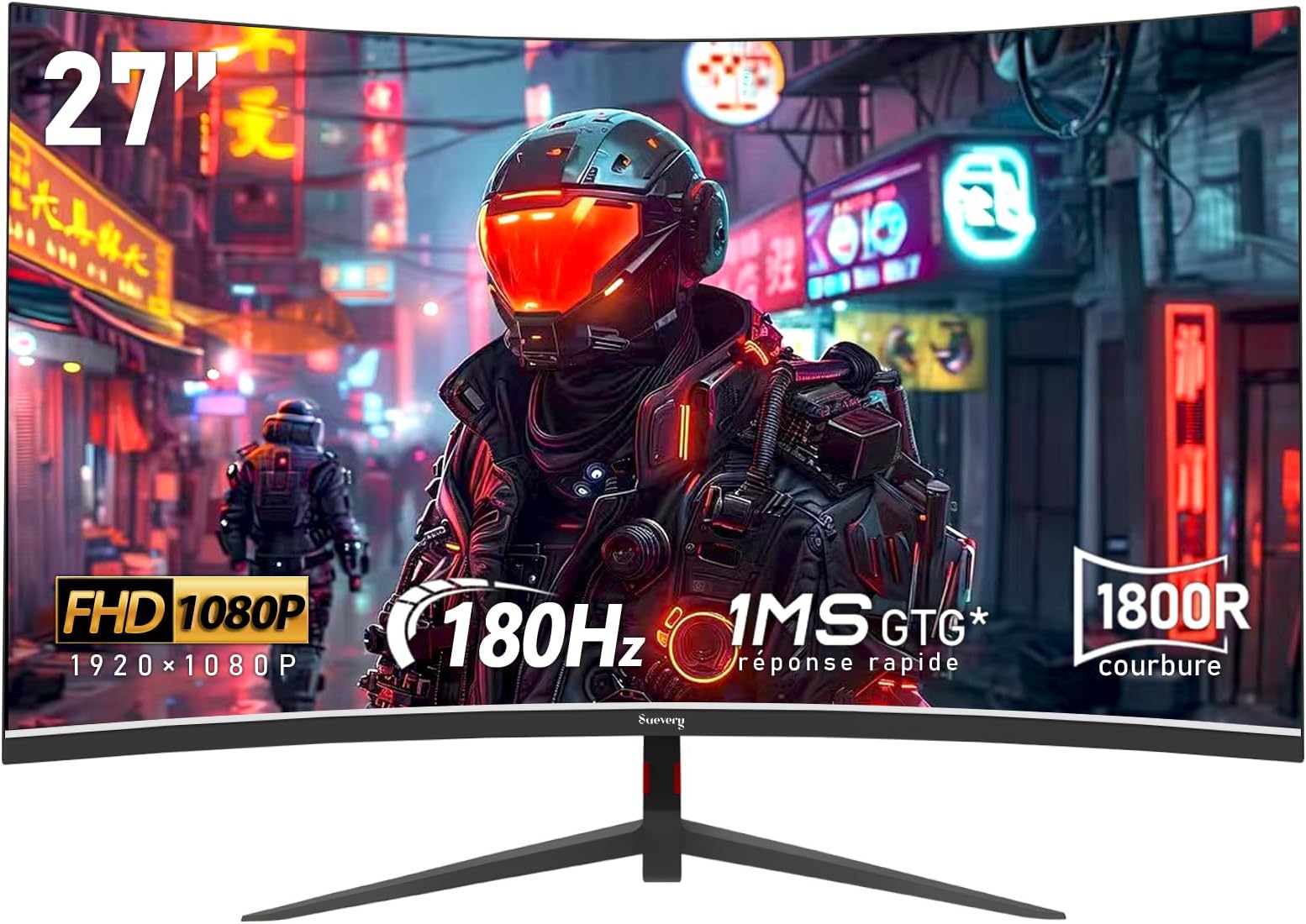 suevery 27 Pulgadas Monitor 180Hz Curvo Gamer Monitors 1800R FHD ...