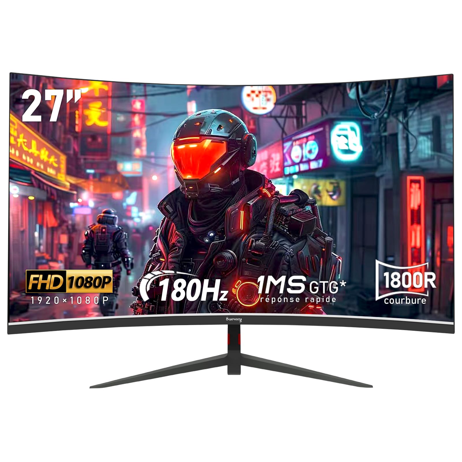 suevery Monitor Curvo 27" Pulgadas 165/180Hz 1800R Monitor para Juegos ...