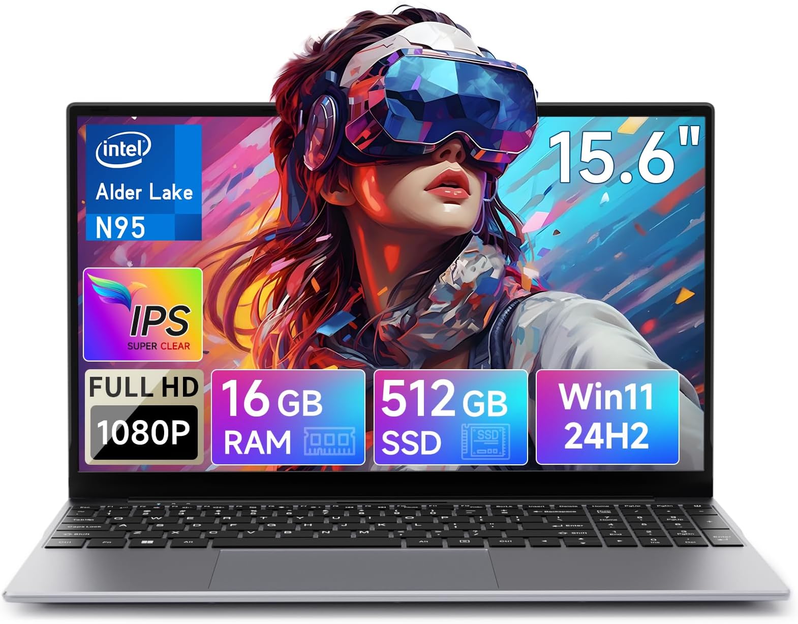 BMAX Ordinateur Portable 15,6 Pouces 16 Go RAM 512 Go SSD PC Portable Quad Core N95 Win 11 Pro ...