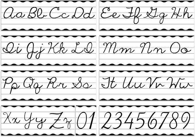 Amazon.com : Humyoun Set of 9 Cursive Writing Bulletin Board Cursive ...