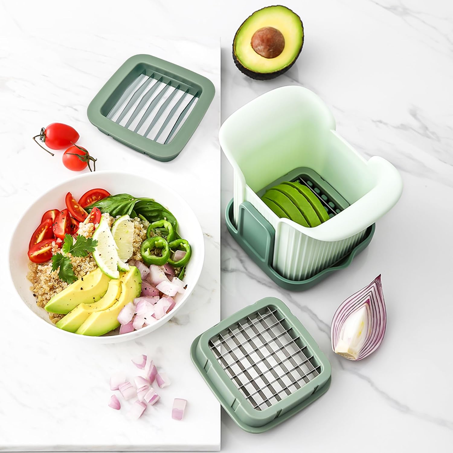 Amazon.com: ITELLY Green 2-in-1 French Fry Cutter - Potato Cutter for ...