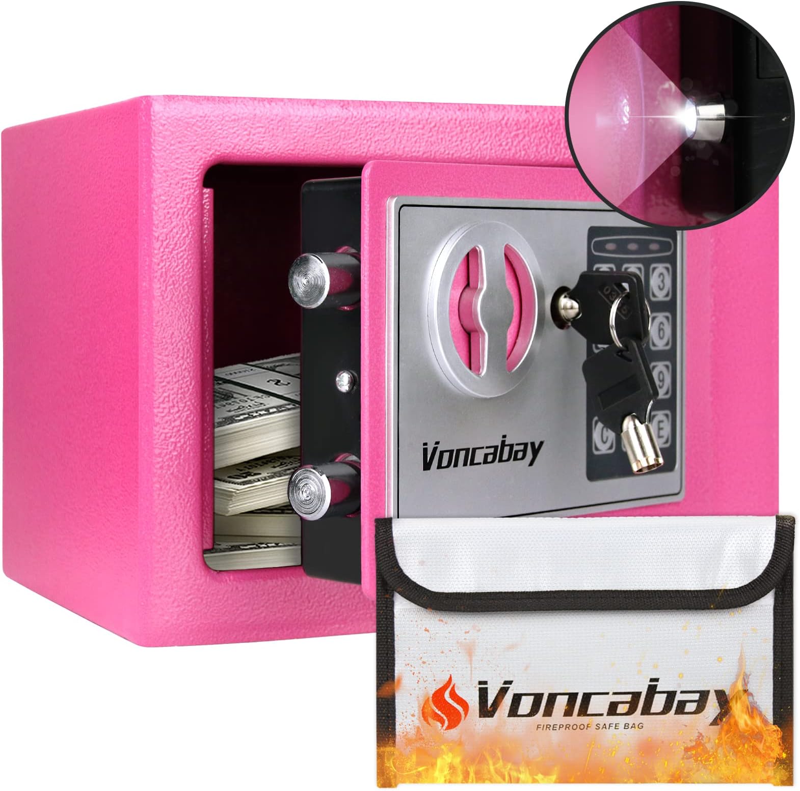 Voncabay Cute Money Safe Box for Home with Sensor Light & Fireproof ...