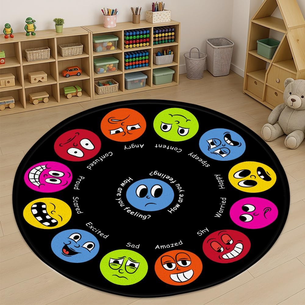 Amazon.com: Feeling Wheel Chart Rug for Classroom - Emotional ...