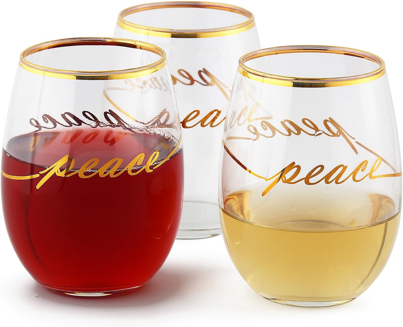 Amazon.com | Luminarc Wine Glasses 17 Ounce Real Gold Rim Luxury Design ...