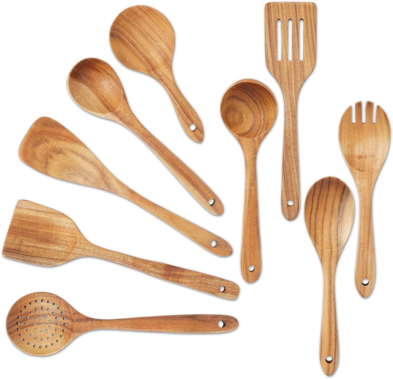 Amazon.com: Wooden Kitchen Cooking Utensil Set,Wooden Soup Ladle,Walnut ...