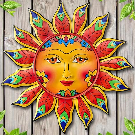 Amazon.com : Metal Sun Flower Wall Decor,13inches Sun Wall Art Hanging ...