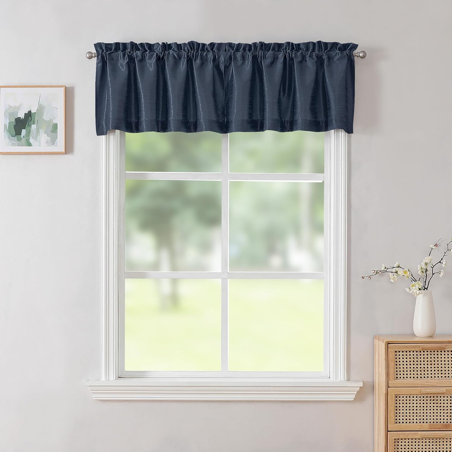 Amazon.com: Chyhomenyc Uptown Navy Blue Valance for Window, Faux Silk ...